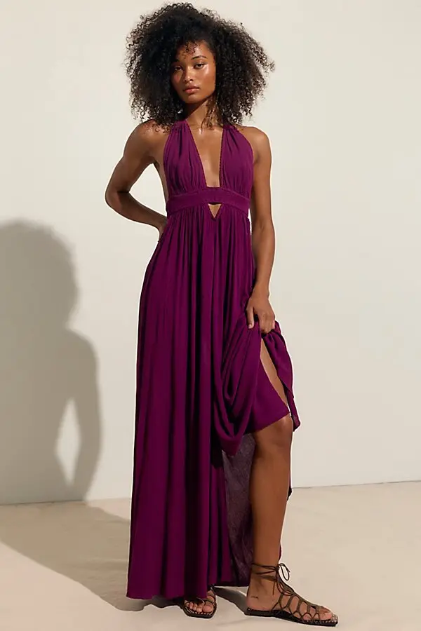 Free People Look Into The Sun Maxi Dress - Grape Escape