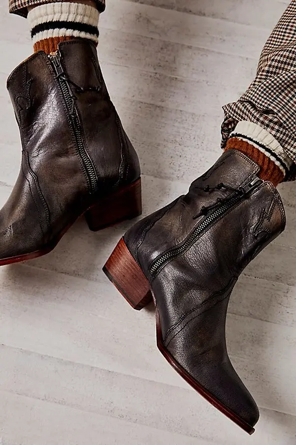 Free People Western Ankle Boots - Carbon