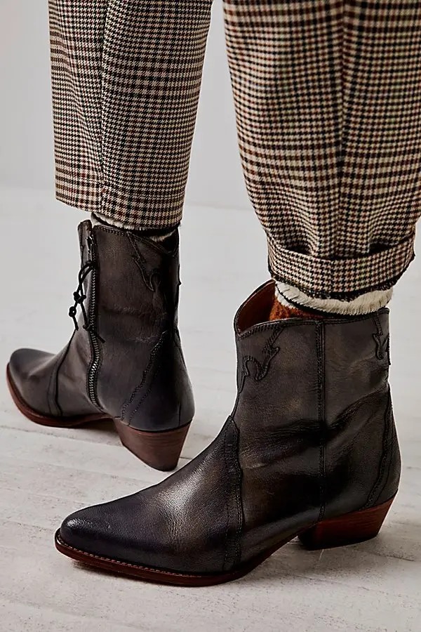 Free People Western Ankle Boots - Carbon