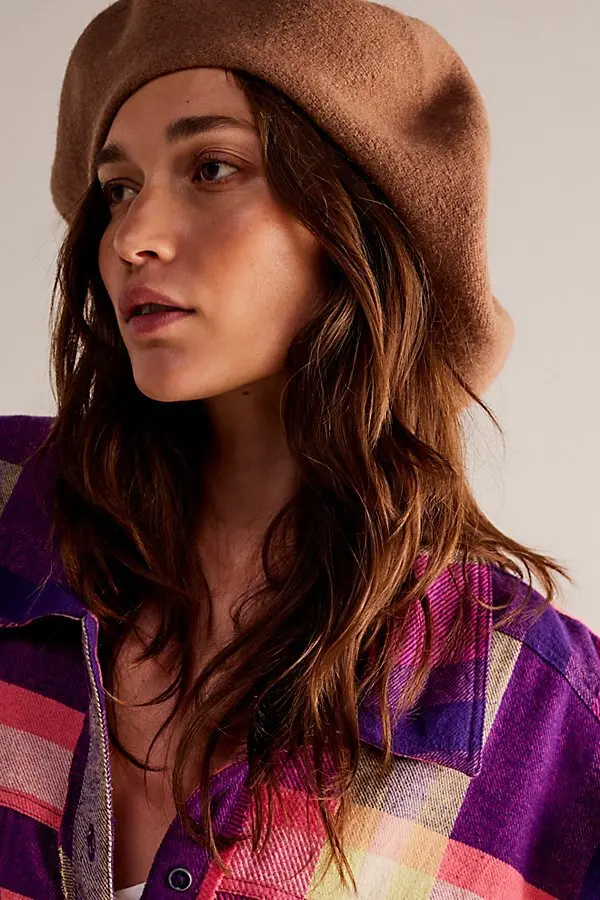 Free People Margot Slouchy Beret - Camel