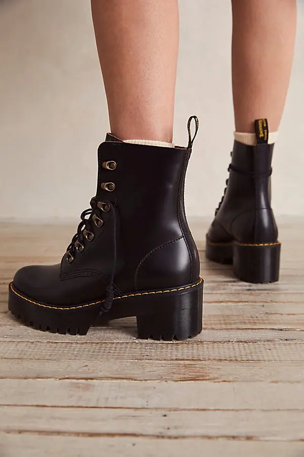 Martens Leona Platform Ankle Boots Black Editorialist