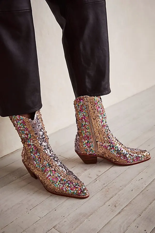 MOMO Asteria Sequin Ankle Boots