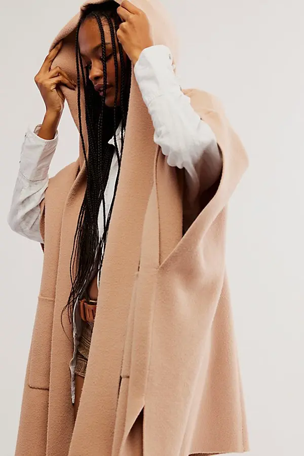 Free People Hooded Knit Duster - Mushroom