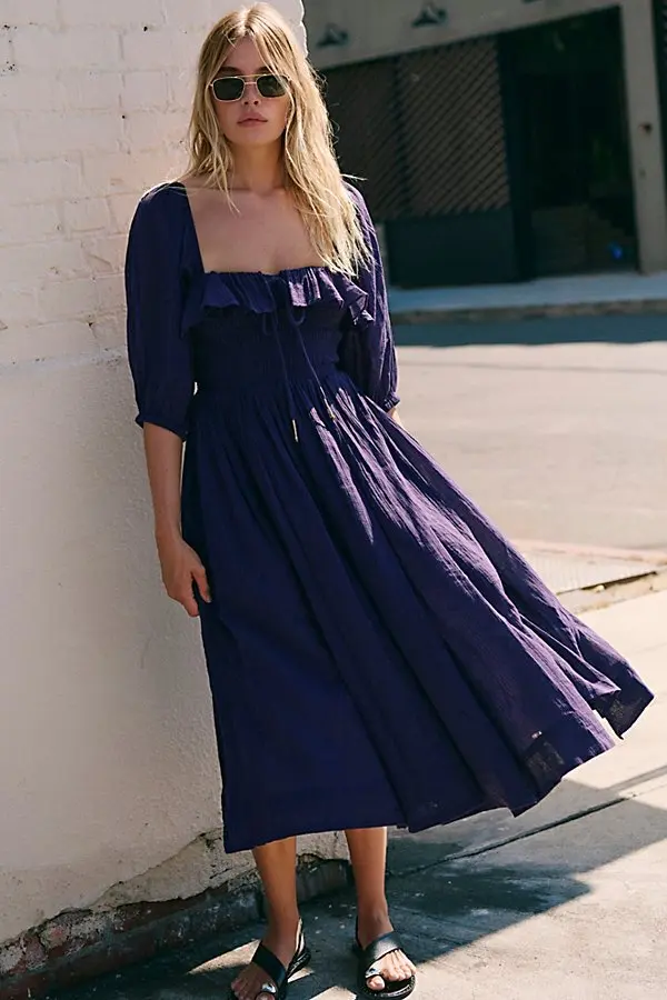 Free People Oasis Midi Dress - Plummery
