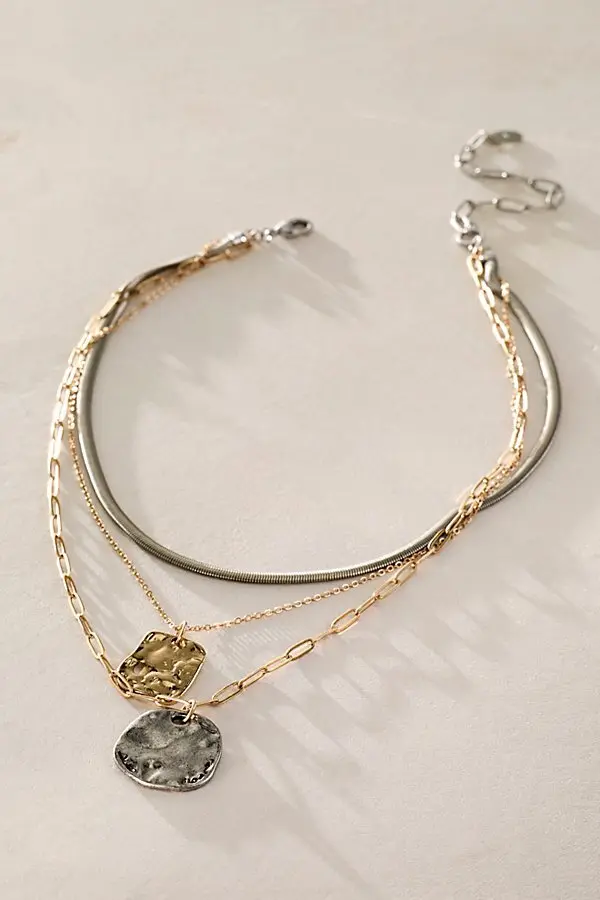 Free People Oversized Coin Layered Necklace - Mixed Metal