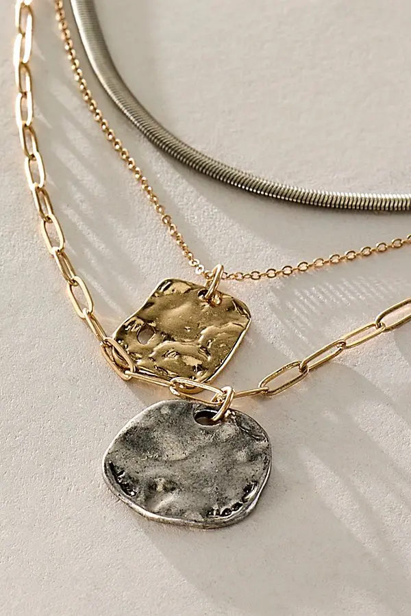 Free People Oversized Coin Layered Necklace - Mixed Metal