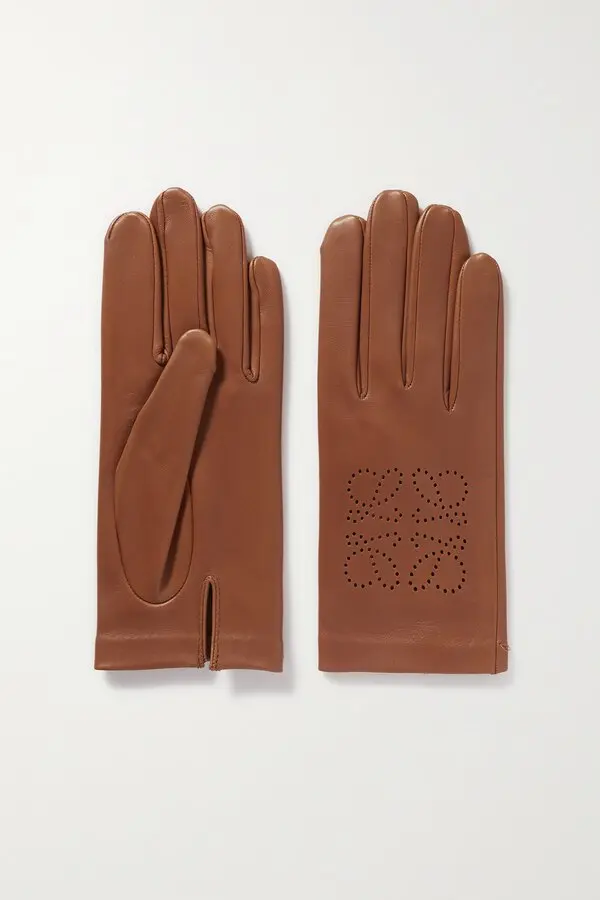 Loewe Anagram Perforated Leather Gloves
