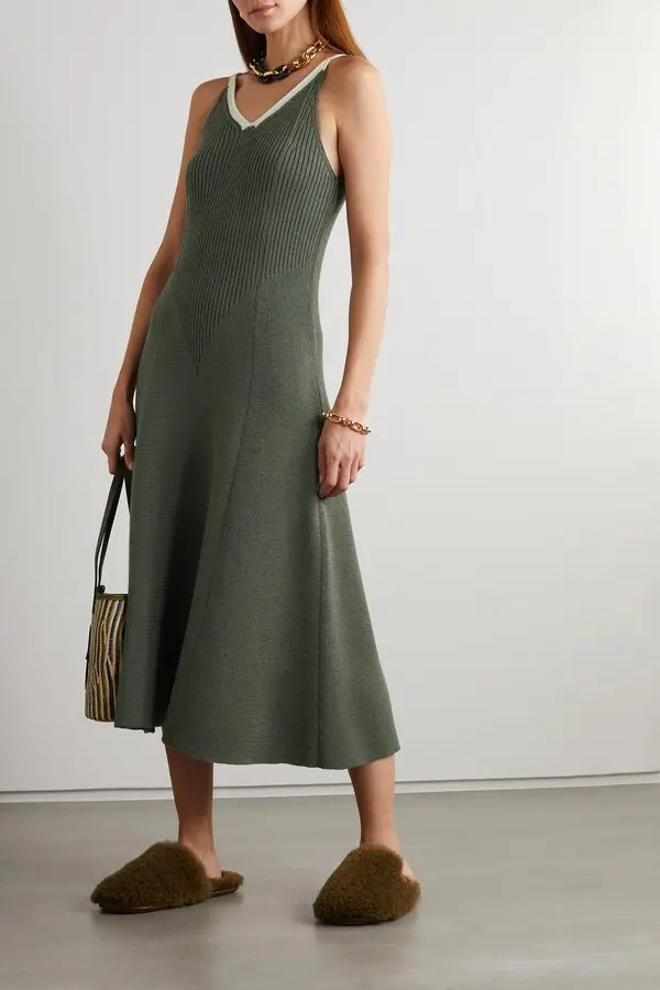 Loewe Ribbed Wool Midi Dress