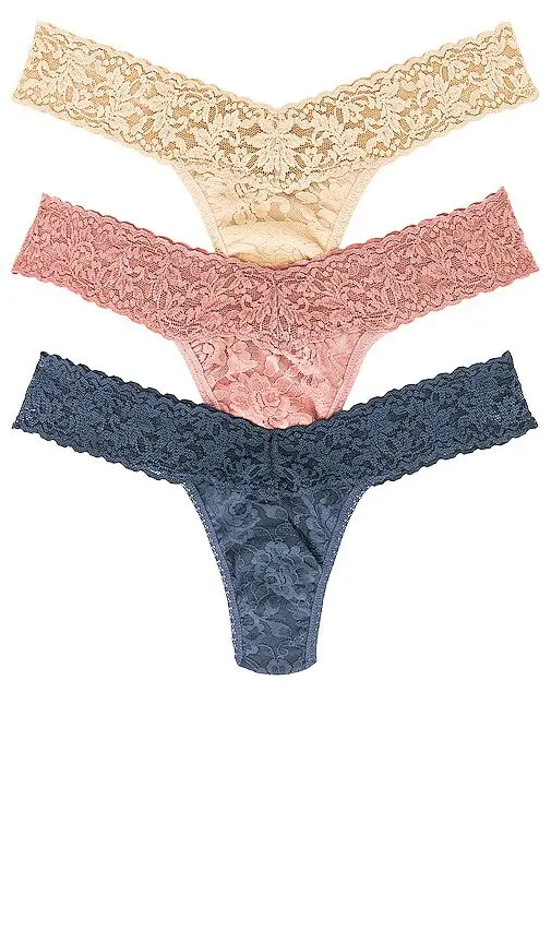 Hanky Panky 3 Original Rise Thongs In Pink,nude