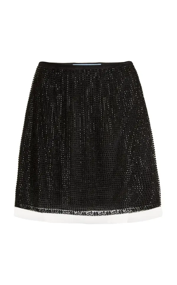 Prada Crystal-embellished Tulle Mini Skirt