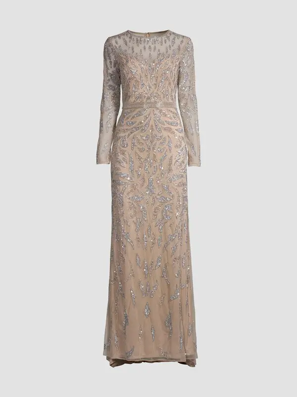 Mac Duggal Sequin Column Gown - Mocha