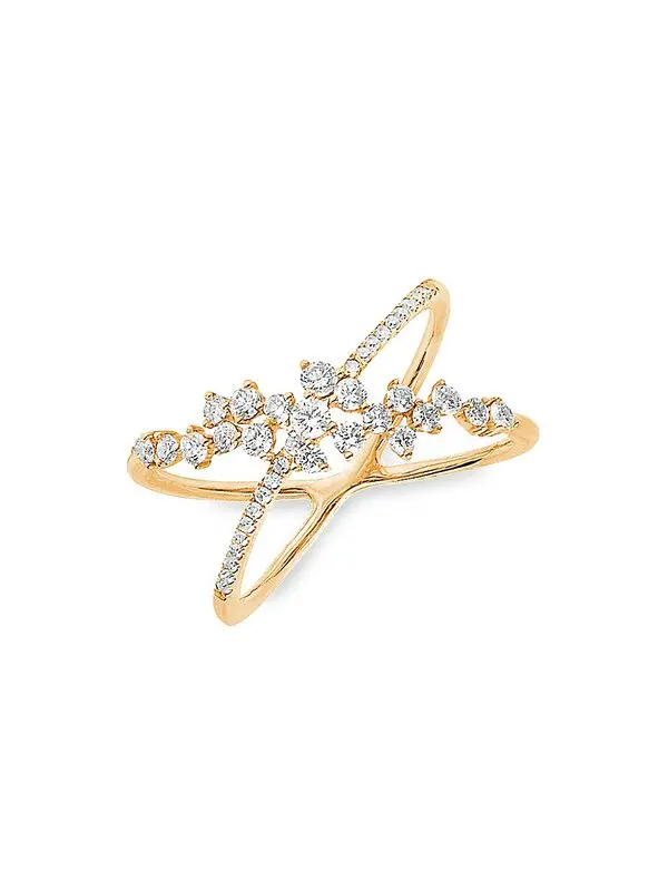 DJULA Fairytale 18k Gold & 0.56 Tcw Diamond Crisscross Ring - Yellow Gold