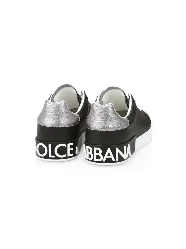 Dolce & Gabbana Portofino Leather Sneakers - Black Silver