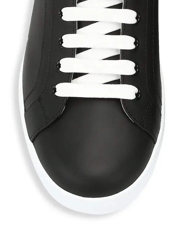 Dolce & Gabbana Portofino Leather Sneakers - Black Silver