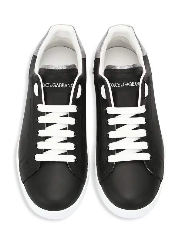 Dolce & Gabbana Portofino Leather Sneakers - Black Silver