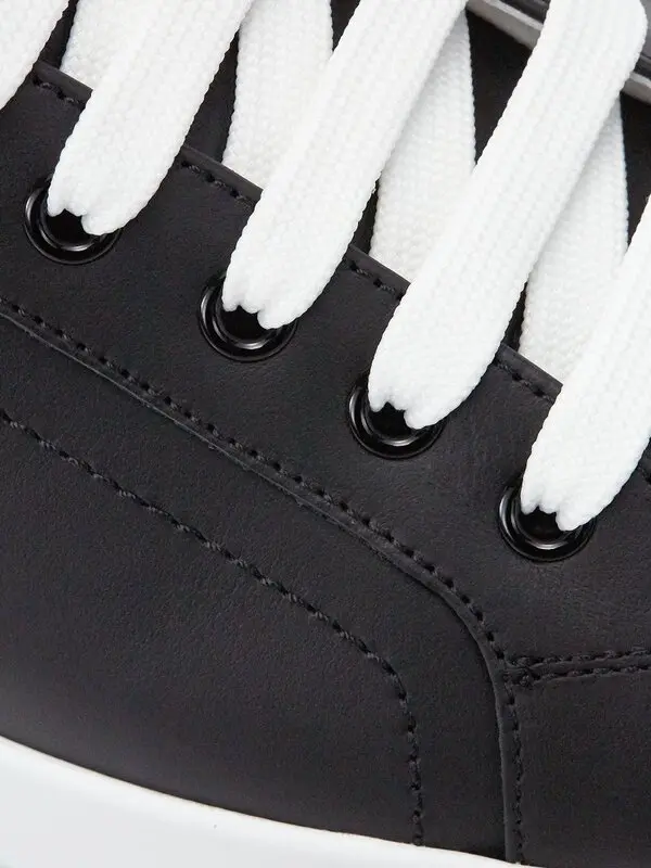 Dolce & Gabbana Portofino Leather Sneakers - Black Silver