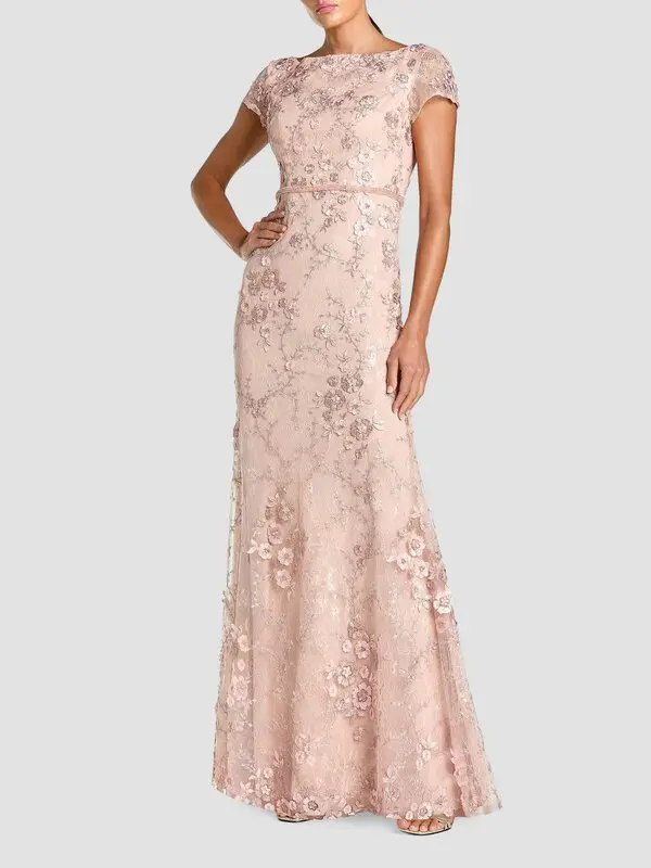 Mac Duggal Beaded & Embroidered Lace Gown - Blush