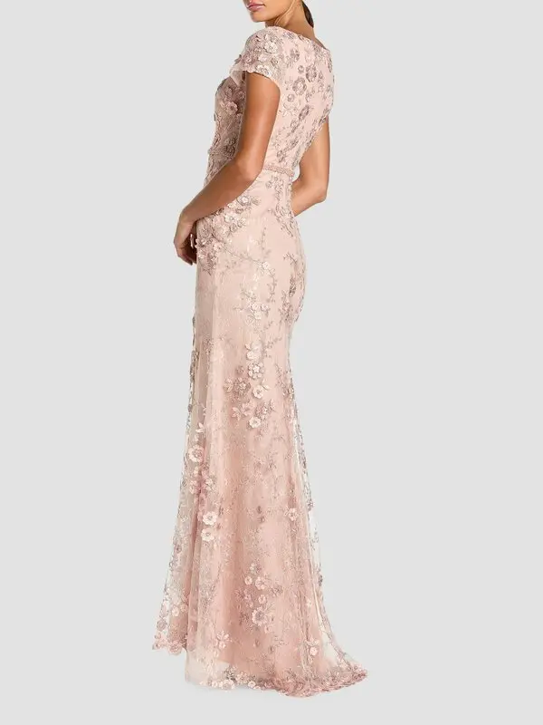 Mac Duggal Beaded & Embroidered Lace Gown - Blush