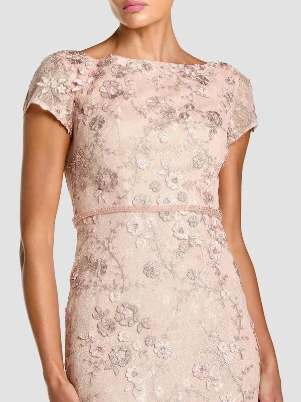 Mac Duggal Beaded & Embroidered Lace Gown - Blush