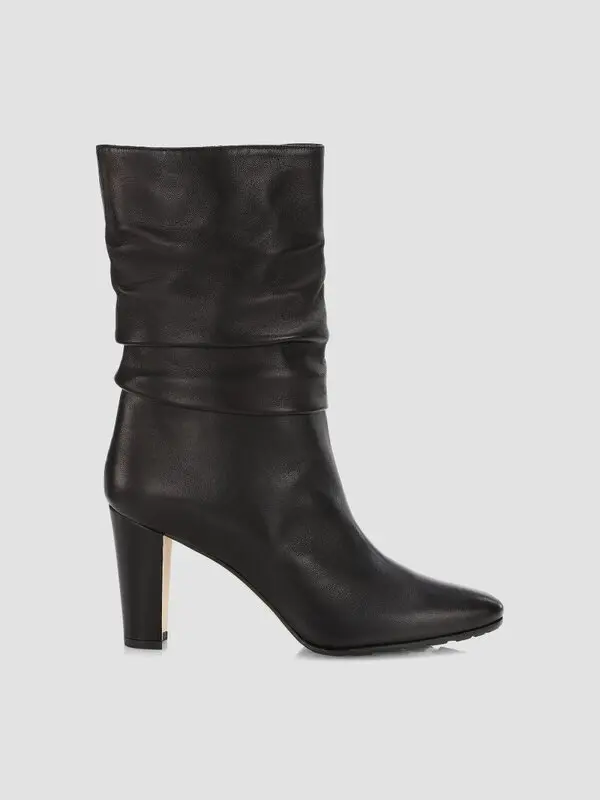 Manolo Blahnik Calasso 90mm Ruched Leather Boots - Black