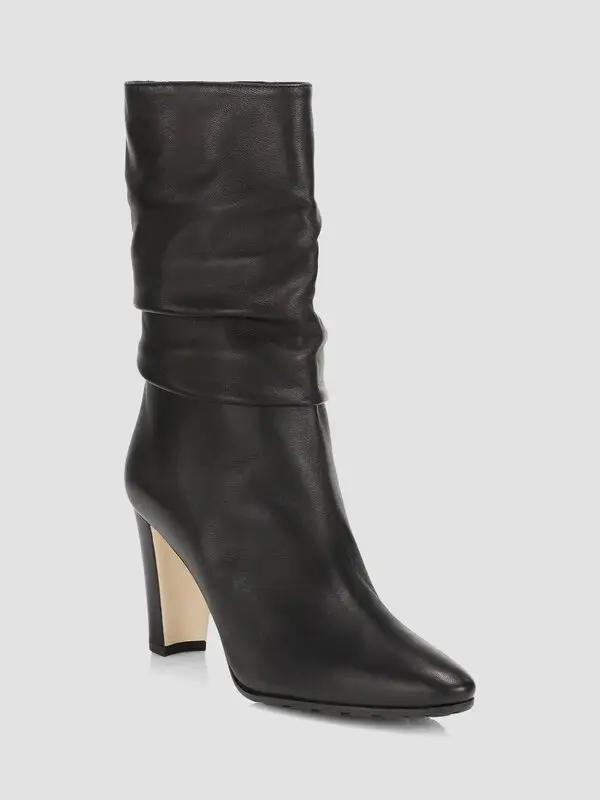Manolo Blahnik Calasso 90mm Ruched Leather Boots