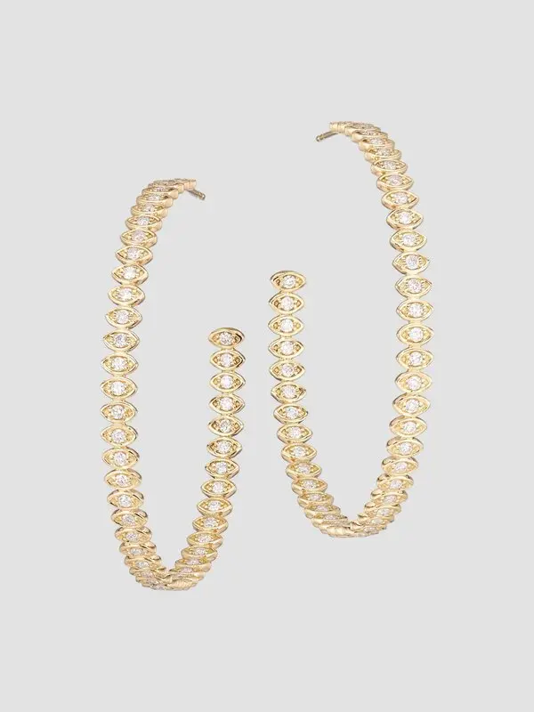 SYDNEY EVAN 18k Yellow & Diamond Evil Eye Hoop Earrings