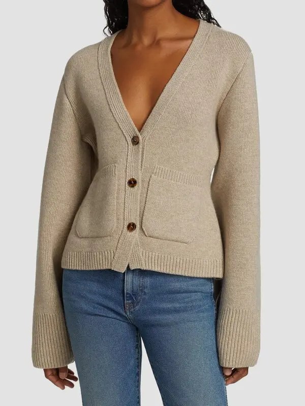 Khaite Scarlett Cashmere Cardigan - Barley