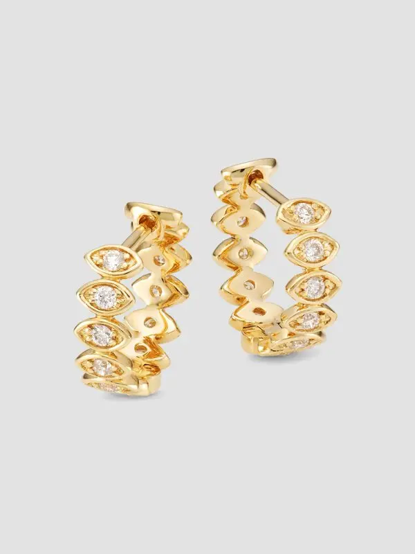 SYDNEY EVAN 14k Yellow & Diamond Evil Eye Huggie Hoop Earrings - Gold