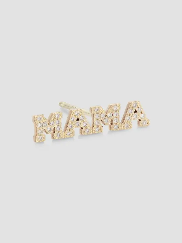 Zoe Chicco Itty Bitty Words 14k Gold & Diamond Tiny Capital Letter Mama Stud Earring