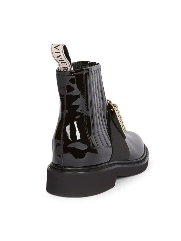 ROGER VIVIER Viv Rangers Strass Patent Leather Chelsea Boots