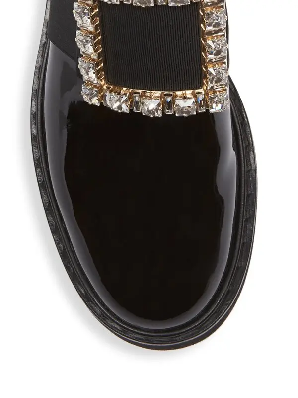 ROGER VIVIER Viv Rangers Strass Patent Leather Chelsea Boots