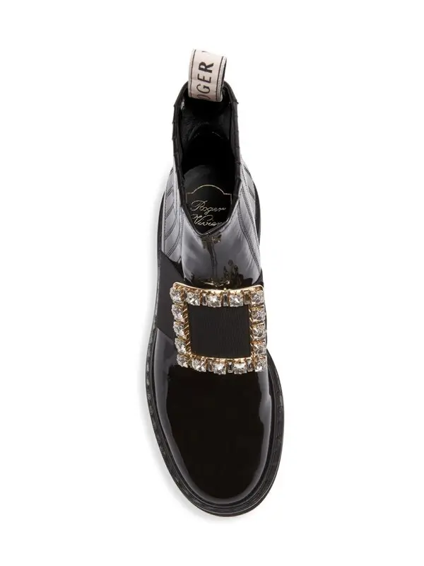 ROGER VIVIER Viv Rangers Strass Patent Leather Chelsea Boots