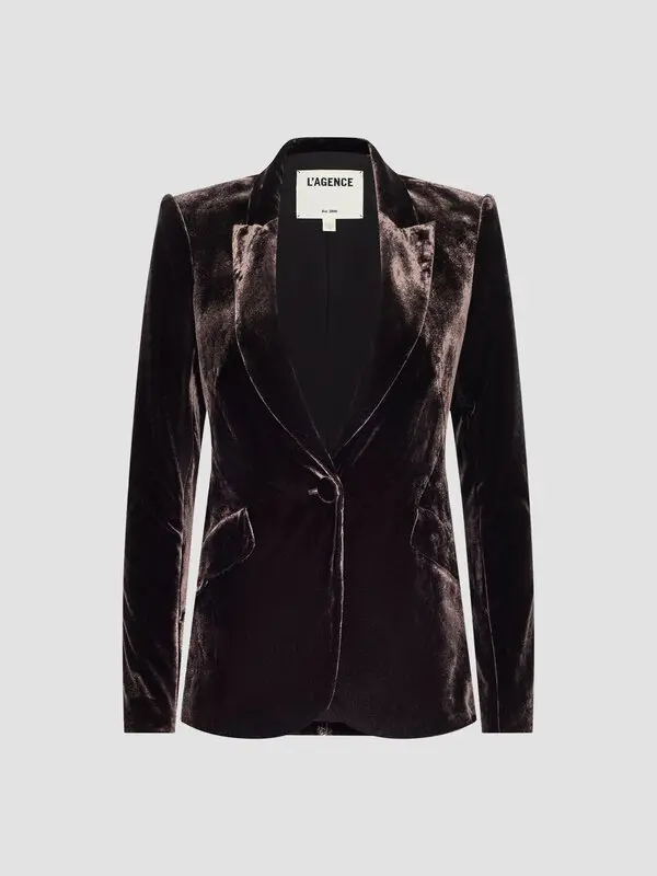 L'Agence Chamberlain Velvet Blazer - Dark Java