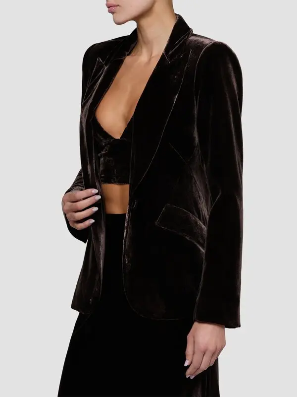 L'Agence Chamberlain Velvet Blazer - Dark Java