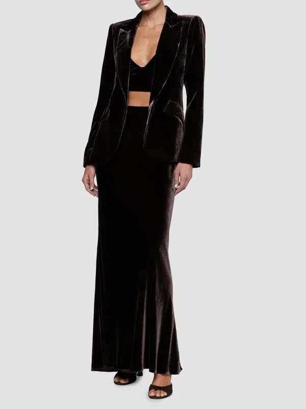 L'Agence Chamberlain Velvet Blazer - Dark Java