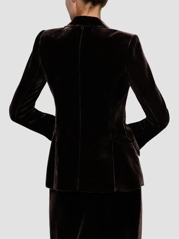 L'Agence Chamberlain Velvet Blazer - Dark Java