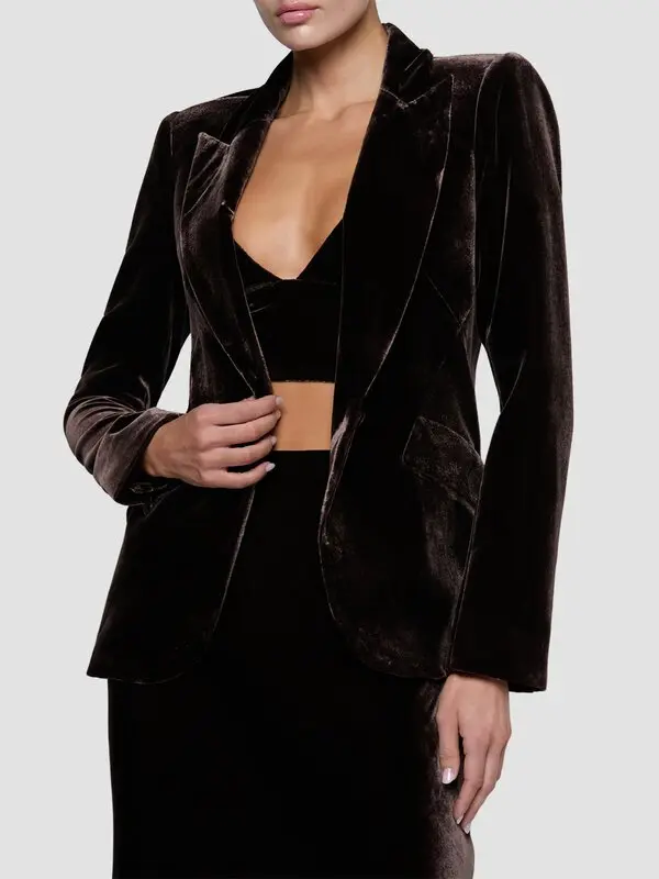 L'Agence Chamberlain Velvet Blazer - Dark Java