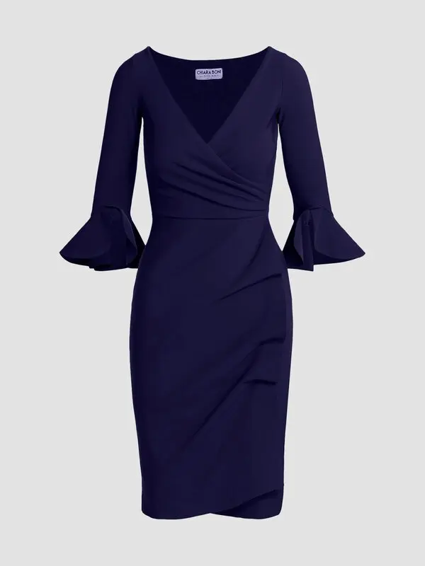 Chiara Boni La Petite Robe Trina Ruffle Sheath Dress - Blue Notte