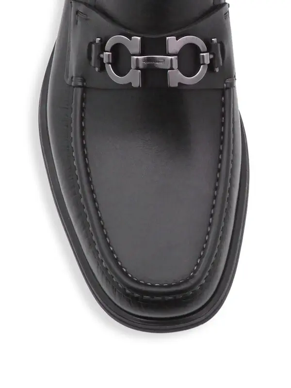 FERRAGAMO David Gancini Bit Leather Loafers - Nero