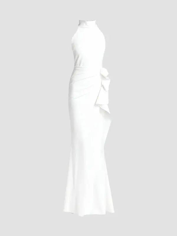 Chiara Boni La Petite Robe Gudrum Halter Ruffle Gown - White