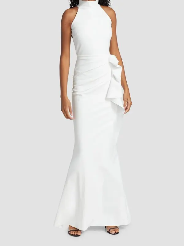 Chiara Boni La Petite Robe Gudrum Halter Ruffle Gown - White