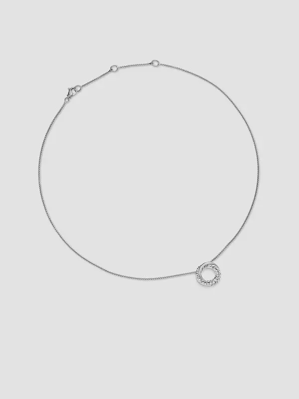 David Yurman Crossover Pendant Necklace In Sterling With Diamonds, 14.5mm - Silver