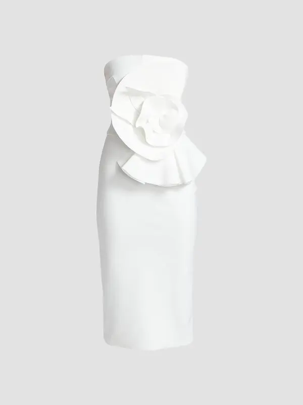 Chiara Boni La Petite Robe Hebe Strapless Ruffle Sheath Dress - White