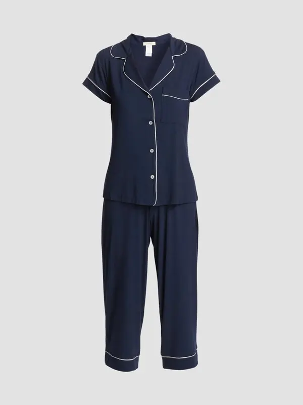 Eberjey Gisele Cropped Pajama Set - Navy Ivory