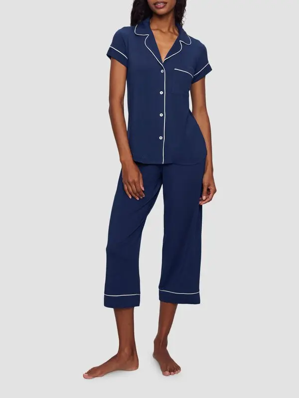 Eberjey Gisele Cropped Pajama Set - Navy Ivory