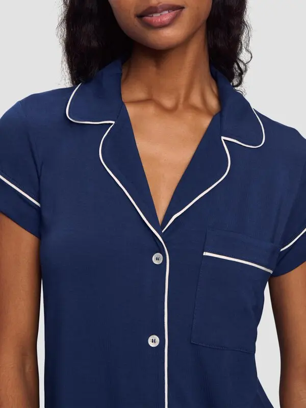 Eberjey Gisele Cropped Pajama Set - Navy Ivory