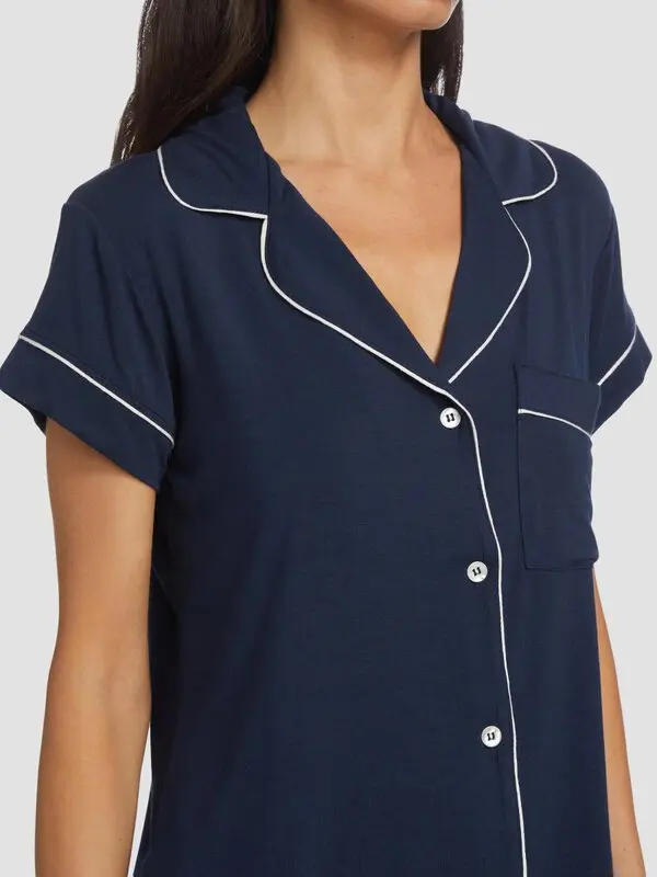 Eberjey Gisele Cropped Pajama Set - Navy Ivory