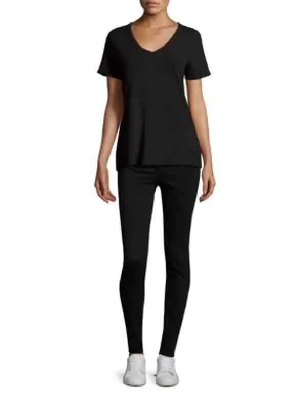Rag & Bone V-neck Cotton Tee - Black