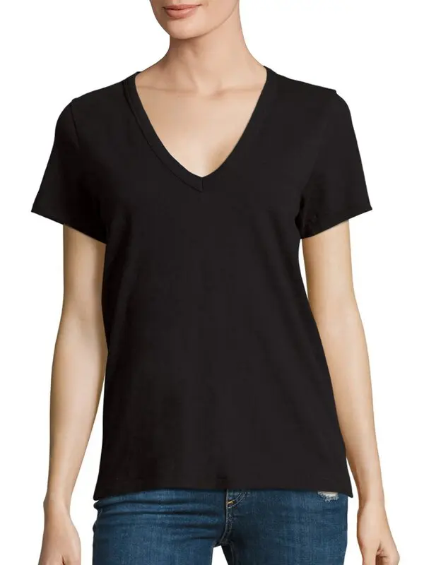 Rag & Bone V-neck Cotton Tee - Black