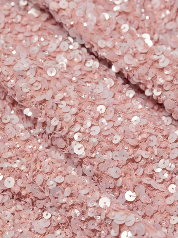 Theia Three-quarter Sleeve Sequin Sheath Gown - Blush